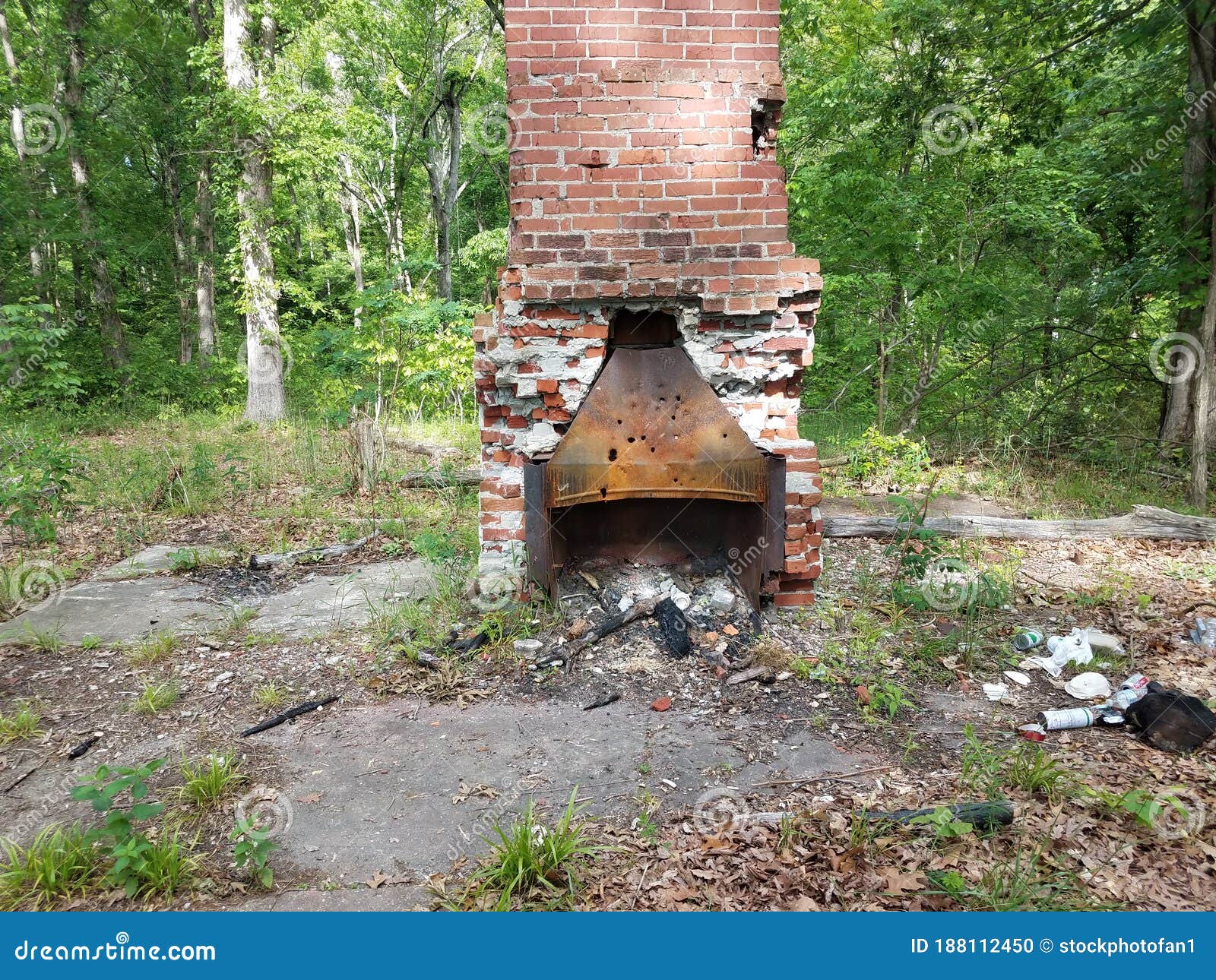 Worn Fireplace and Bricks or Masonry Ruins Stock Photo - Image of ...