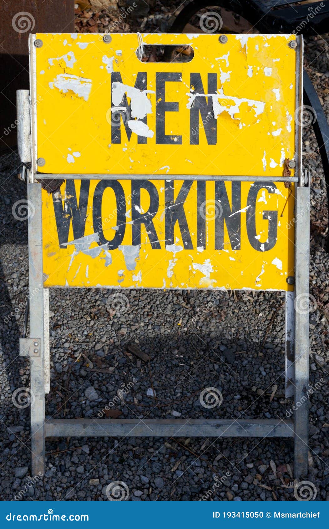 Weathered MEN WORKING sign stock photo. Image of rundown - 193415050
