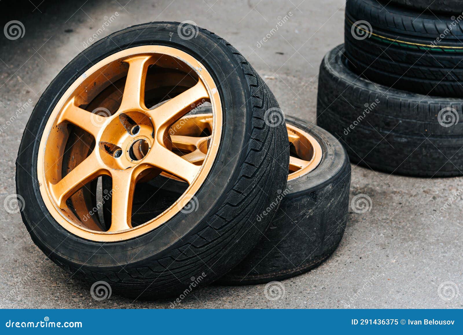 Worn Wheel after Drift. Replacement of a Spoiled Wheel Stock Image ...