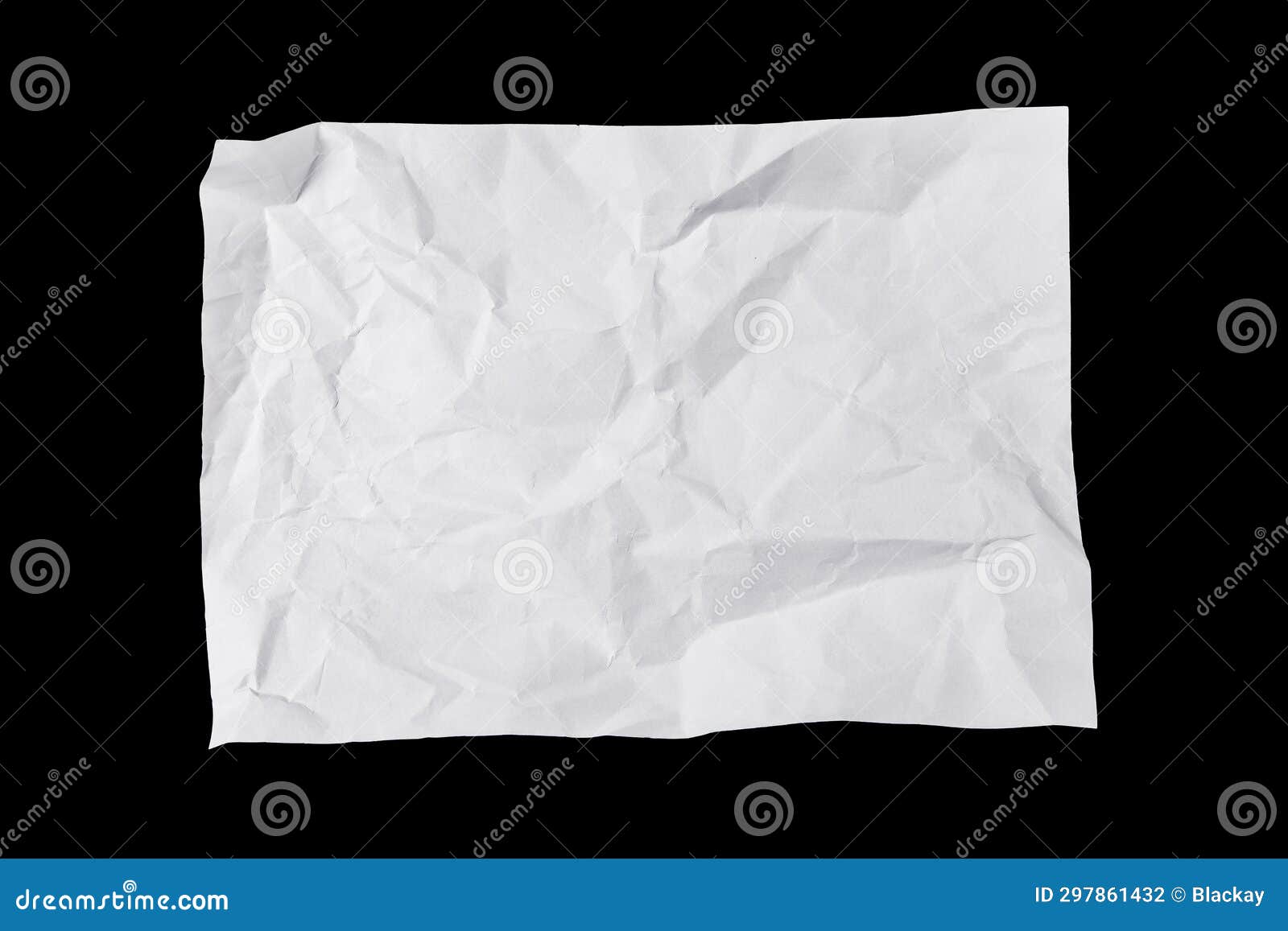 Worn and Wrinkled White Paper Sheet Isolated on Black Background Stock ...