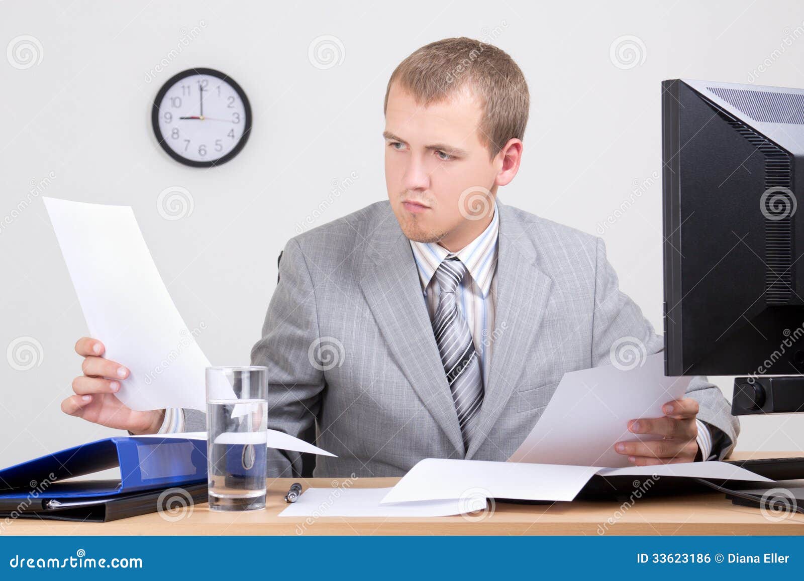 Worried Accountant Doing Paperwork in Office Stock Photo - Image of ...