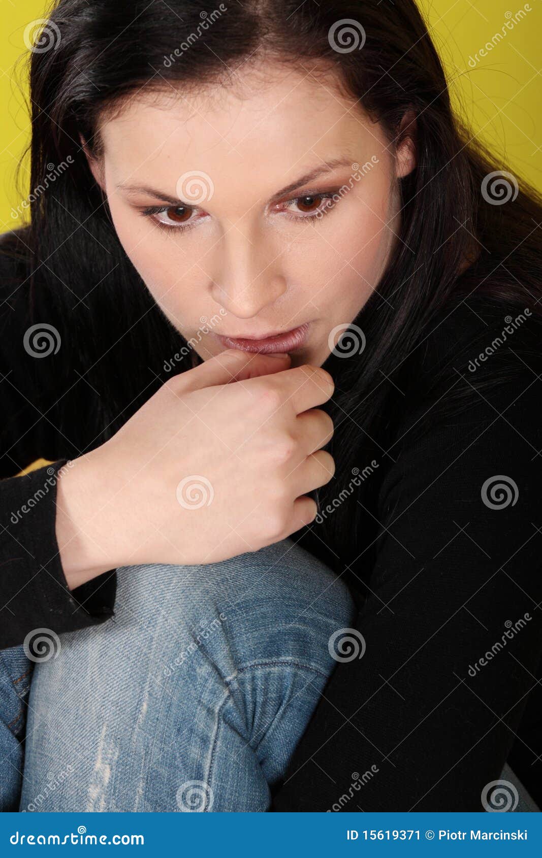 A Worried and Afraid Young Woman Stock Image - Image of alone ...