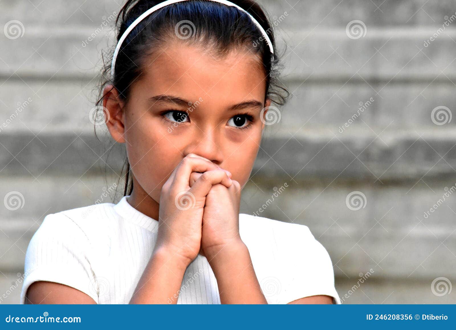 A Worried Asian Female Child Stock Photo - Image of stressful, asian ...