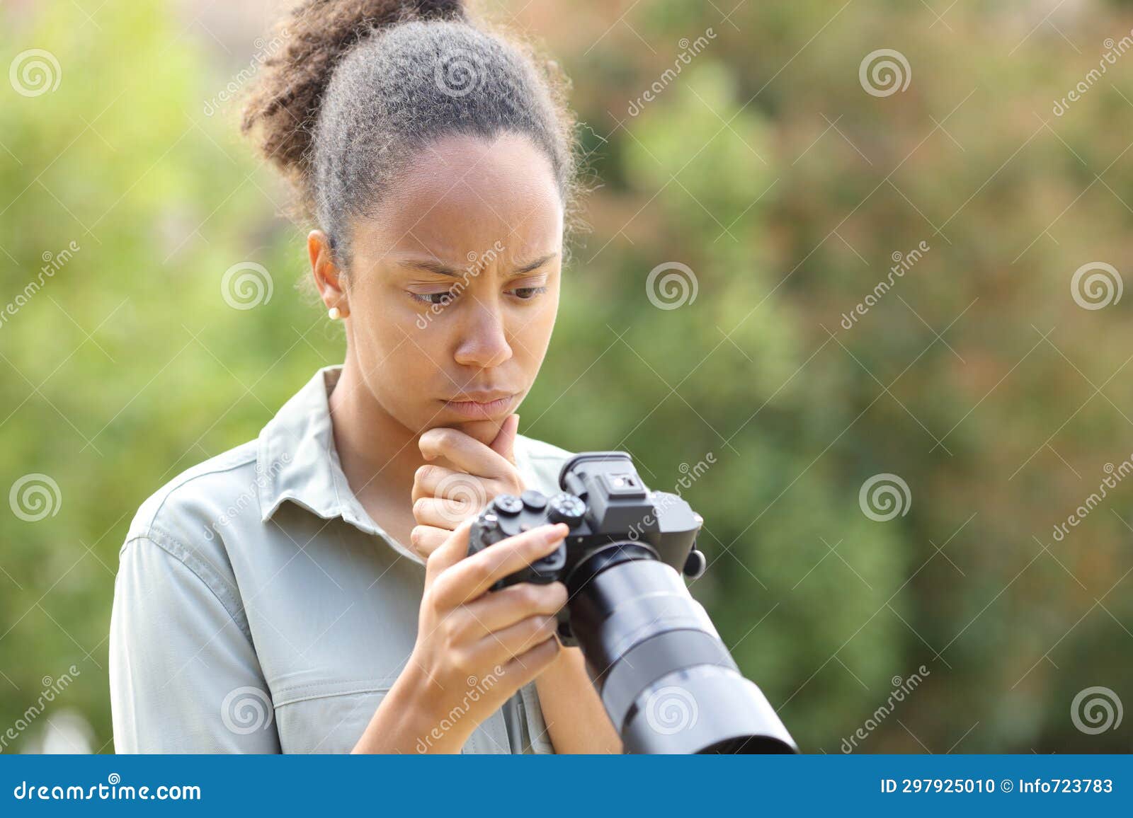 Worried Black Photographer Checking Bad Results Stock Photo - Image of ...