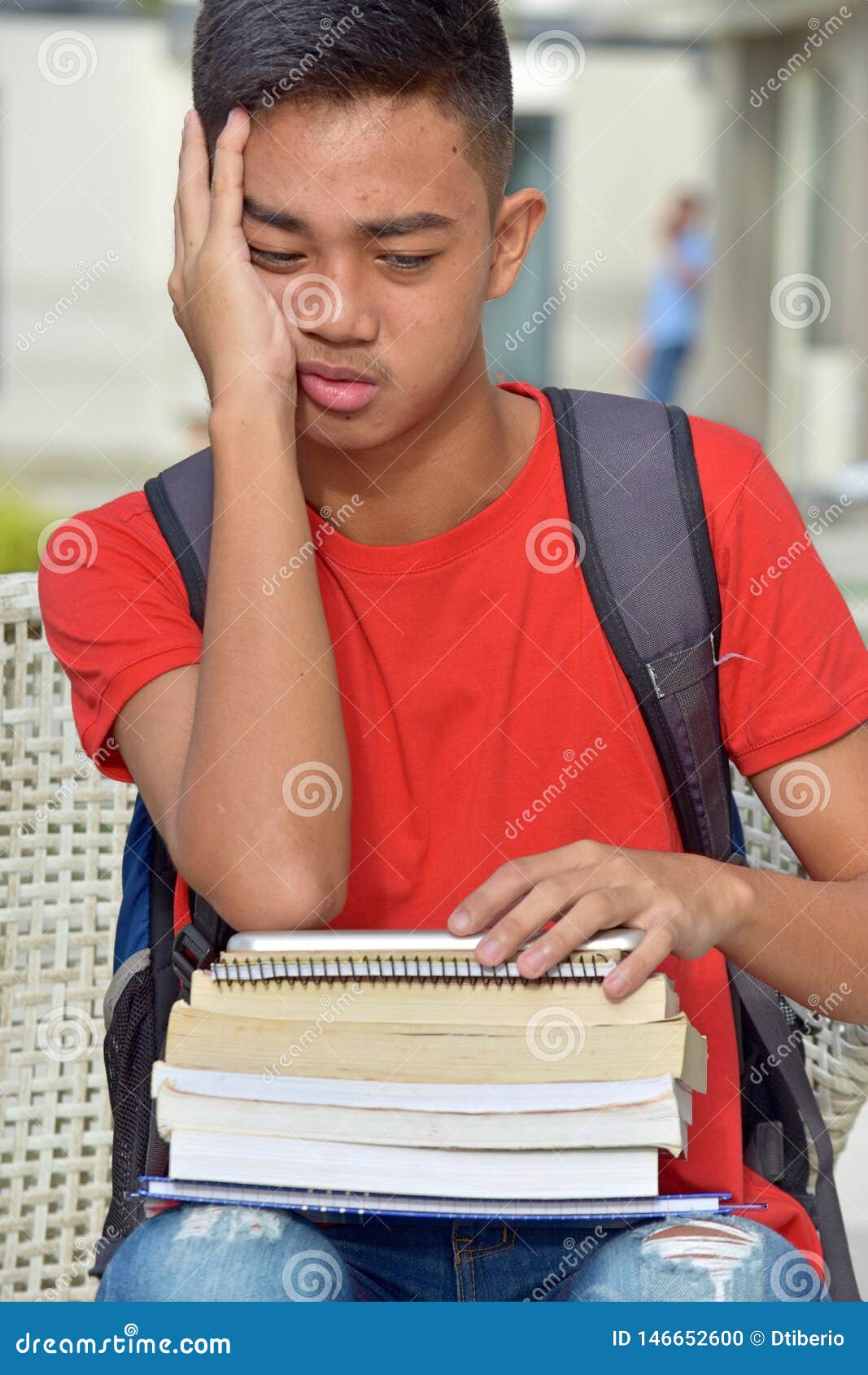 A Worried Boy Student stock photo. Image of stressful - 146652600