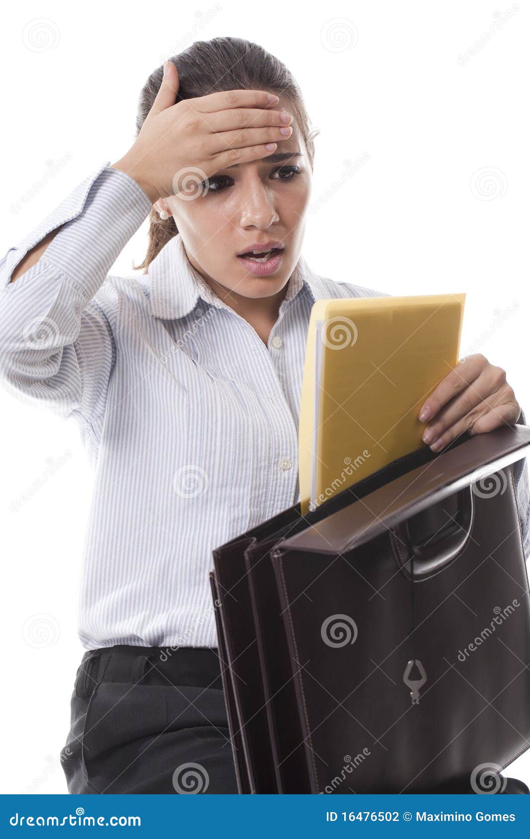 Worried business woman stock photo. Image of brunette - 16476502