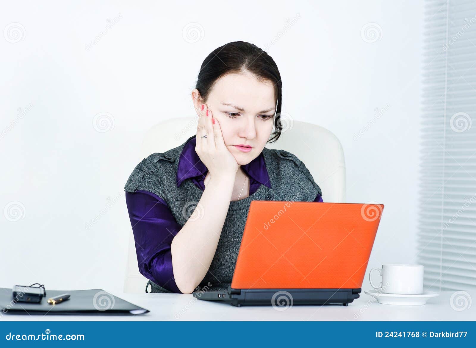 Worried Business Woman Using Laptop Stock Photo - Image of person ...