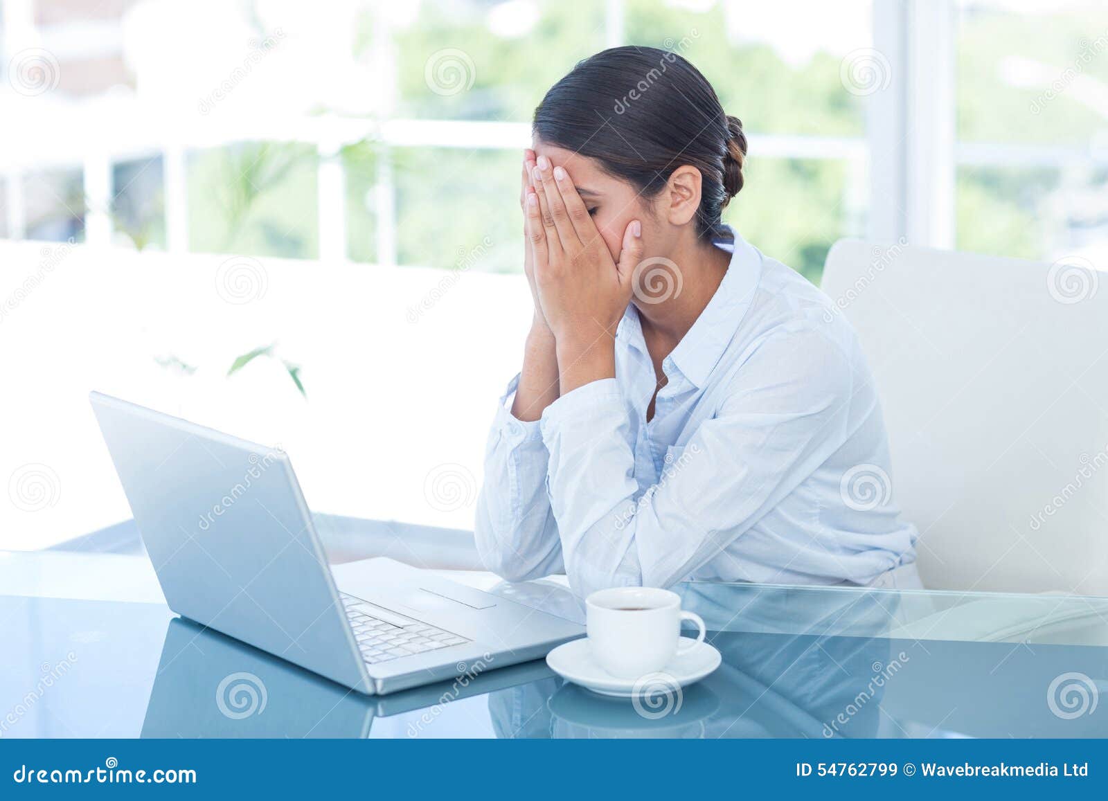 Worried Businessman with Head in Hands Stock Image - Image of smart ...