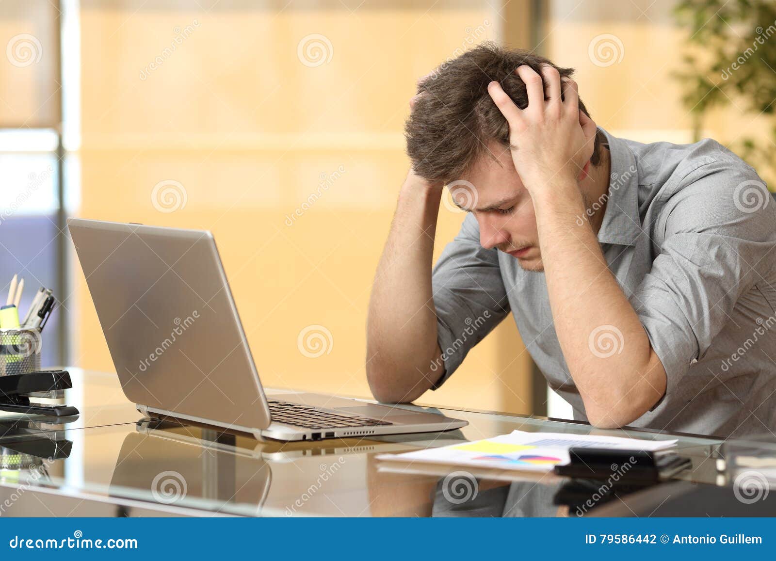 Worried Businessman Lamenting at Office Stock Photo - Image of ...