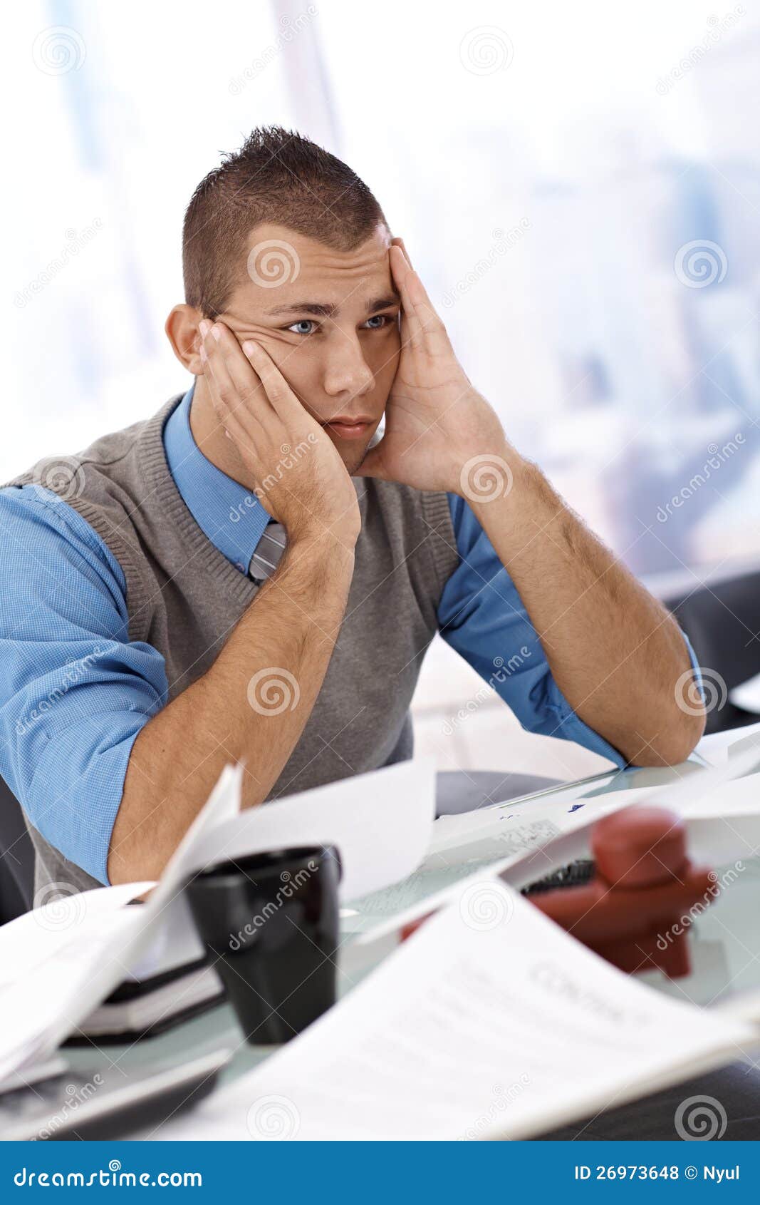 Worried Businessman in Office Stock Photo - Image of failure, fiasco ...