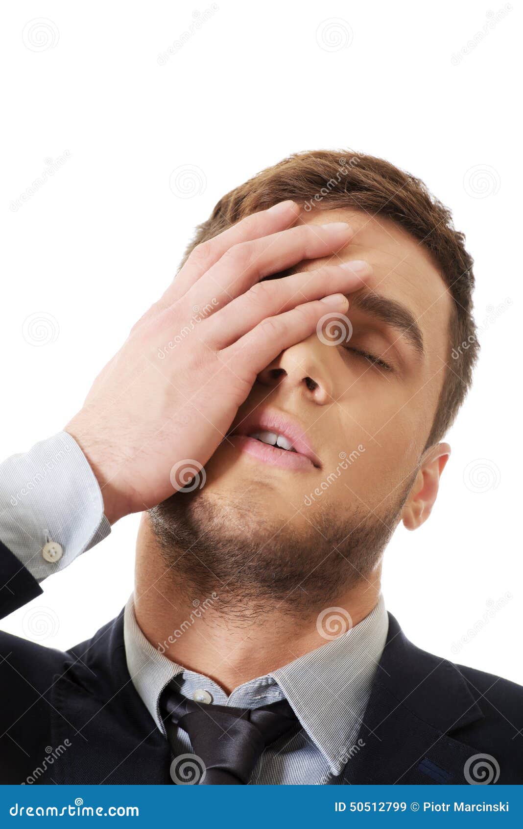 Worried Businessman Touching His Forehead. Stock Image - Image of ...