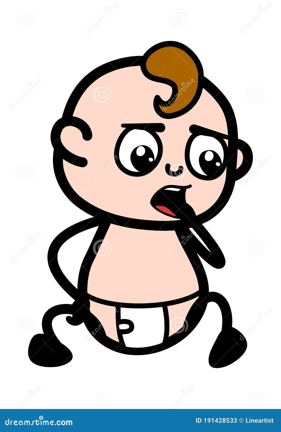 Worried Cartoon Baby Thinking Stock Illustration - Illustration of ...