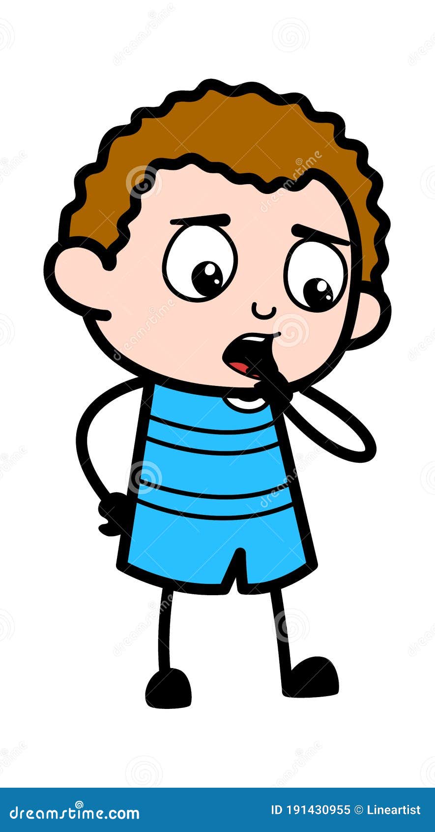 Worried Cartoon Kid Thinking Stock Illustration - Illustration of comic ...
