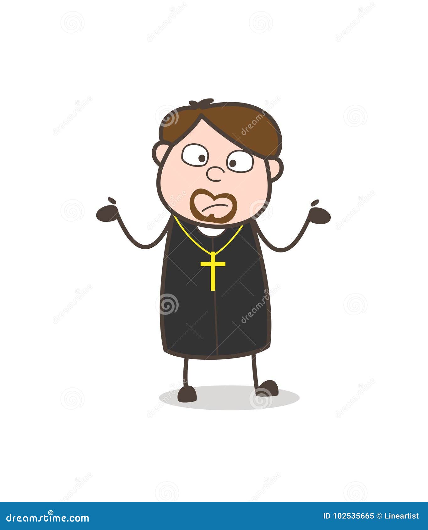 Worried Cartoon Priest Face Expression Vector Stock Illustration ...
