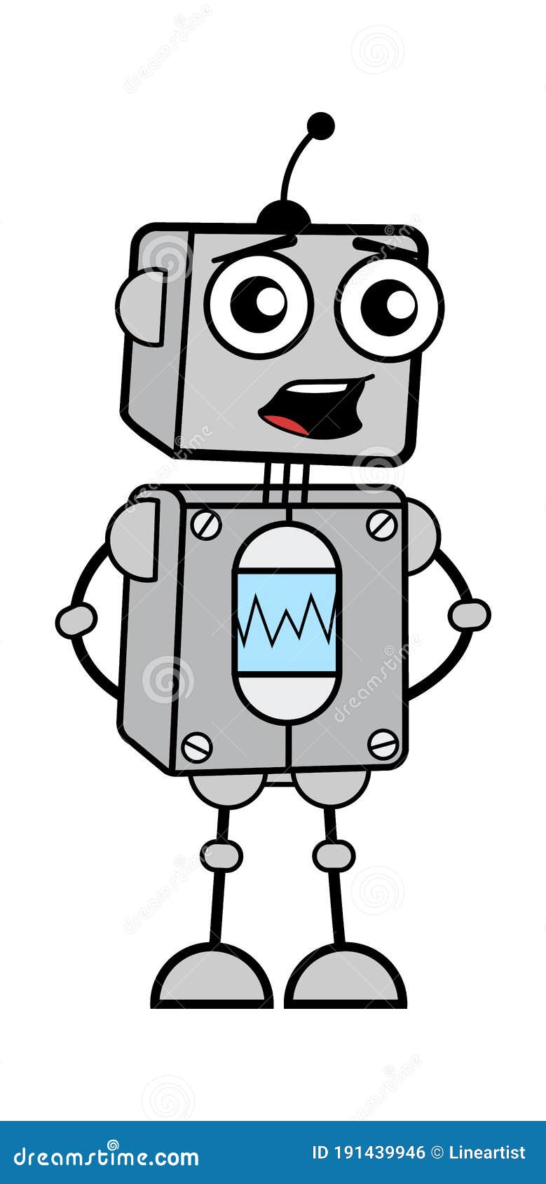 Worried Cartoon Robot Talking Stock Illustration - Illustration of ...