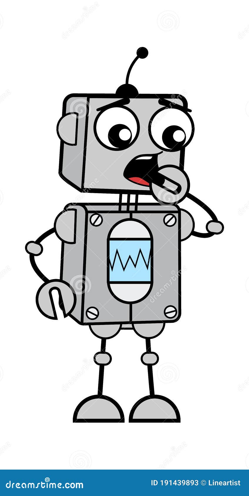 Worried Cartoon Robot Thinking Stock Illustration - Illustration of ...