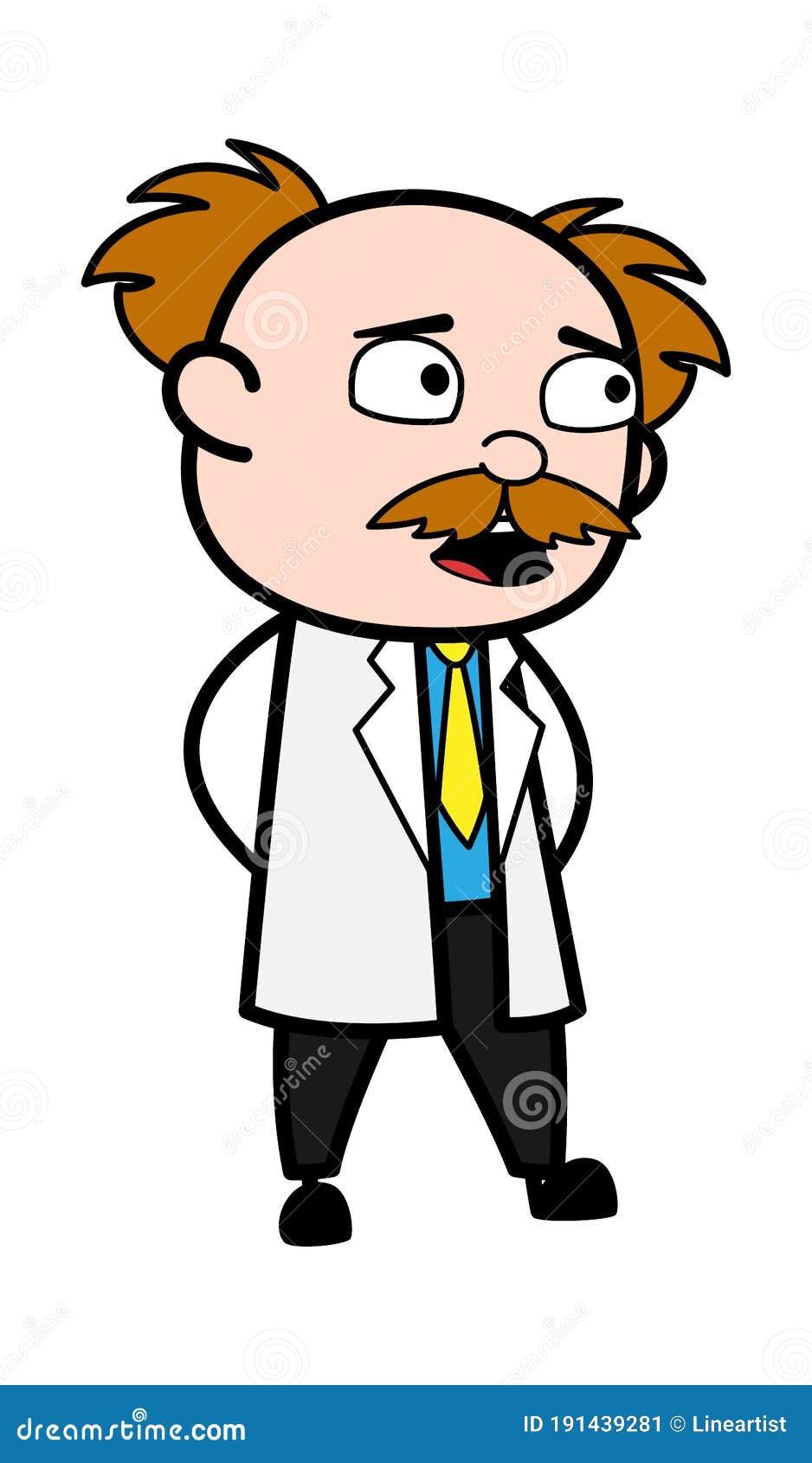 Worried Cartoon Scientist Talking Stock Illustration - Illustration of ...