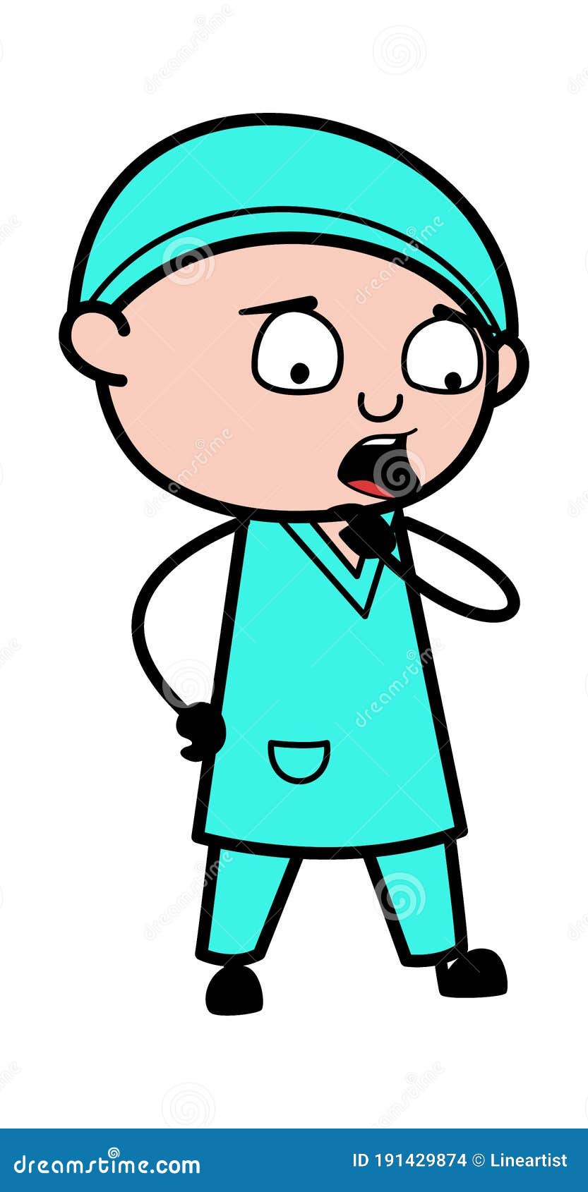 Worried Cartoon Surgeon Thinking Stock Illustration - Illustration of ...