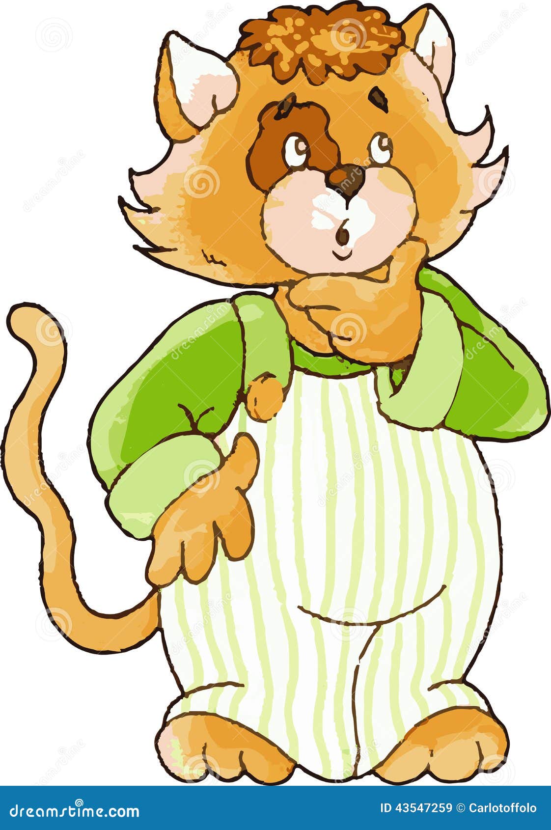 Worried cat stock vector. Illustration of danger, expression - 43547259