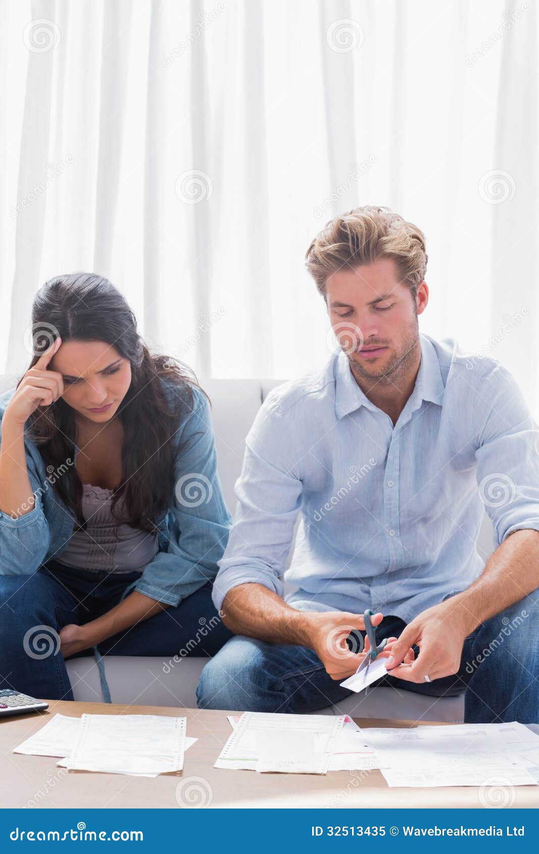 Worried Couple Doing Their Accounts Together Stock Image - Image of ...
