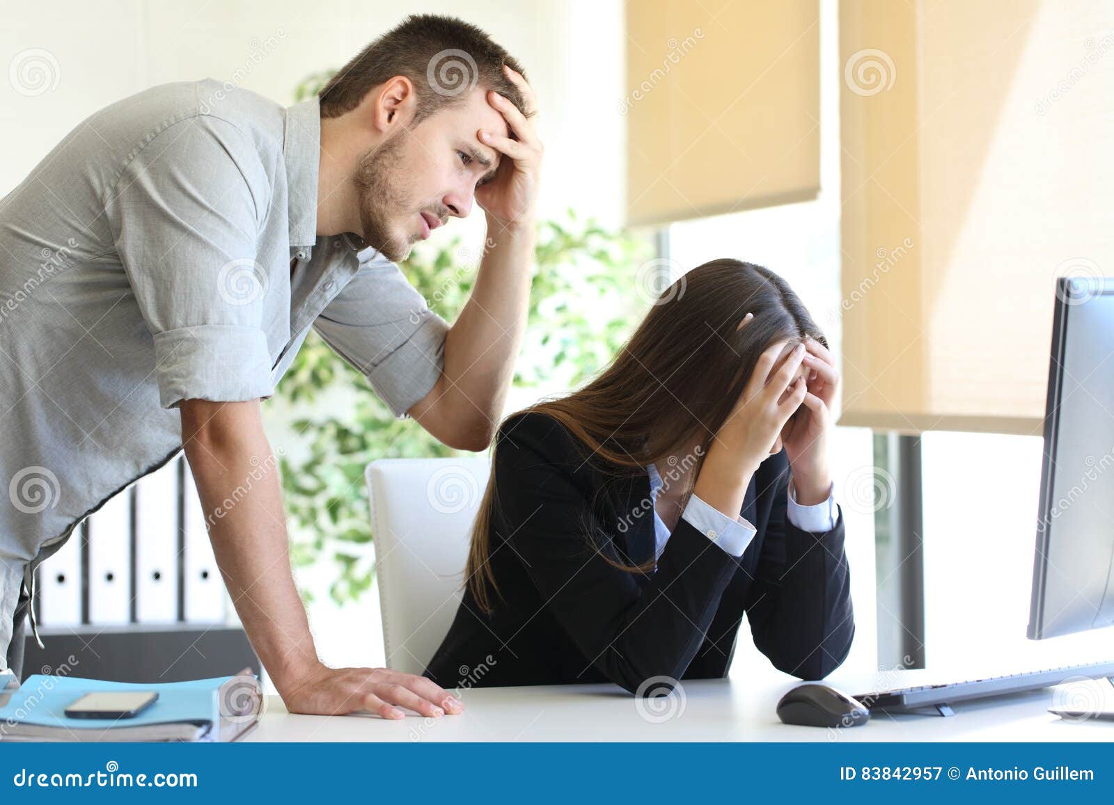Worried Coworkers after a Mistake Stock Image - Image of corporate ...