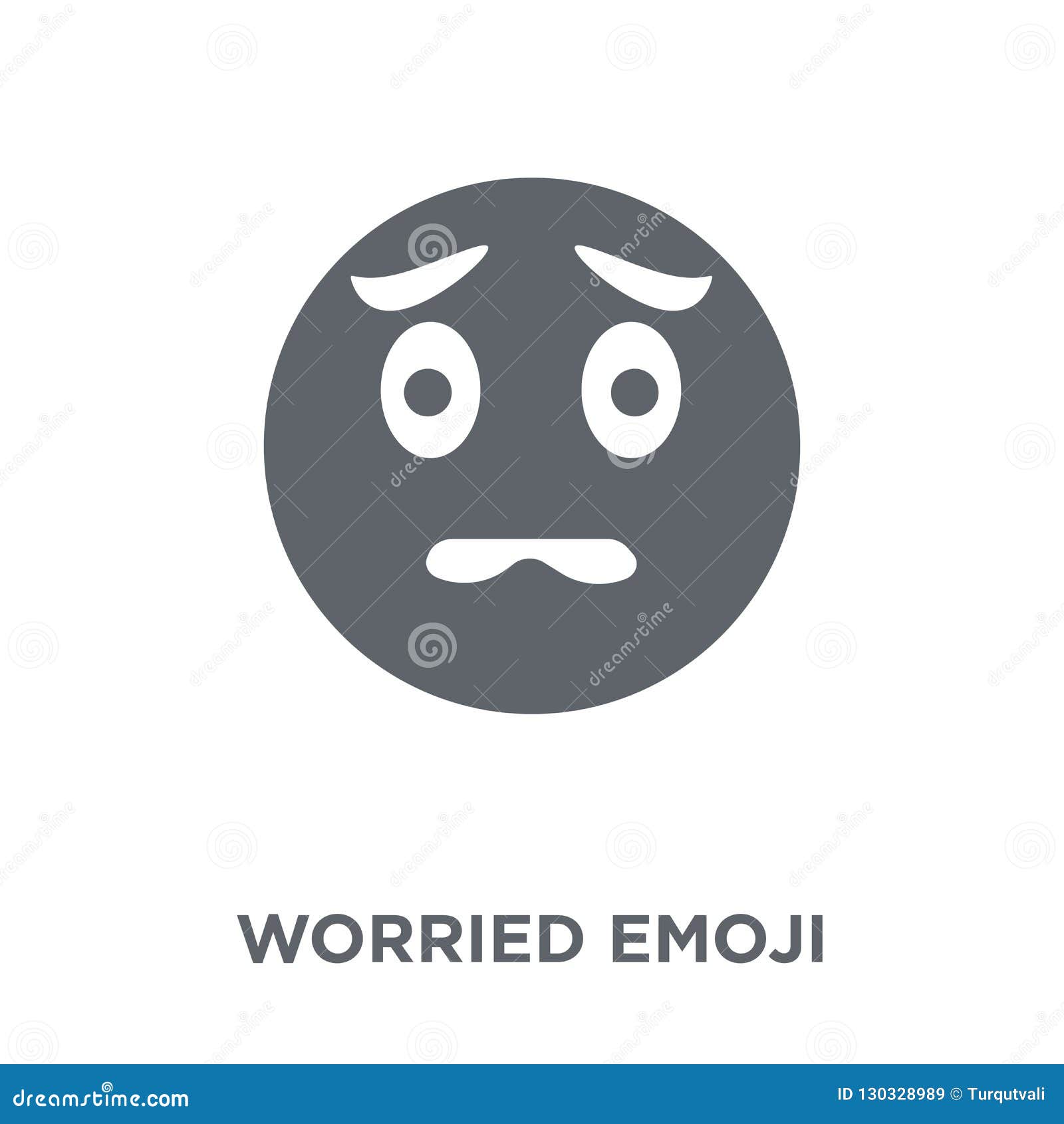 Worried Emoji Isolated On White Background. Concerned Emoticon 3d ...