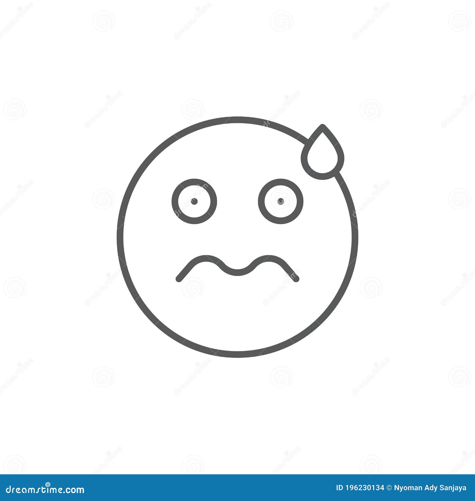 Worried Face Emoticon Vector Icon Symbol Isolated on White Background ...