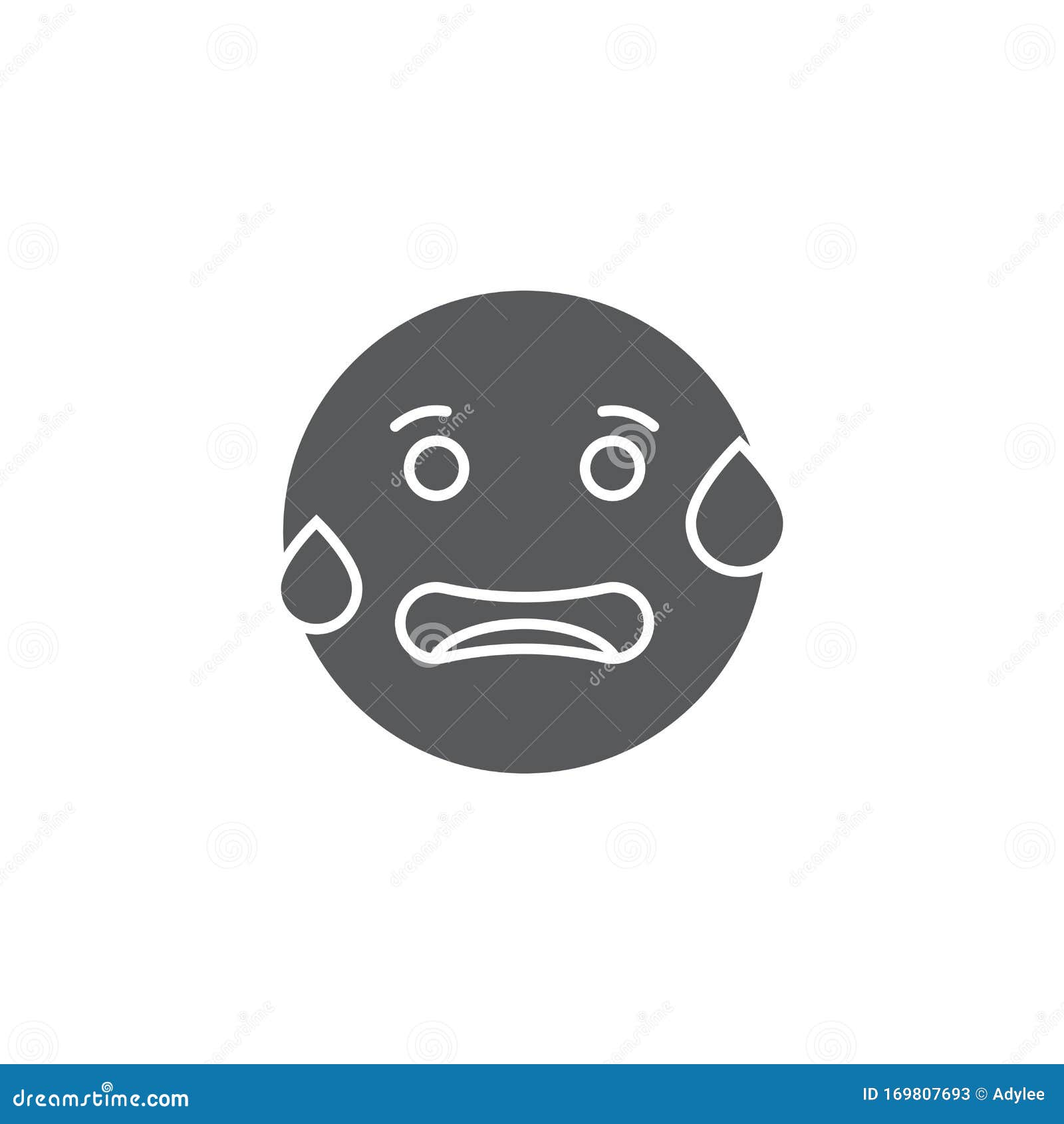 Worried Face Emoticon Vector Icon Symbol Isolated on White Background ...