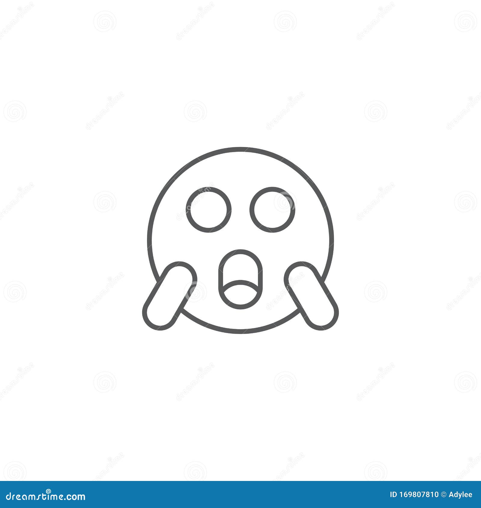 Worried Face Emoticon Vector Icon Symbol Isolated on White Background ...