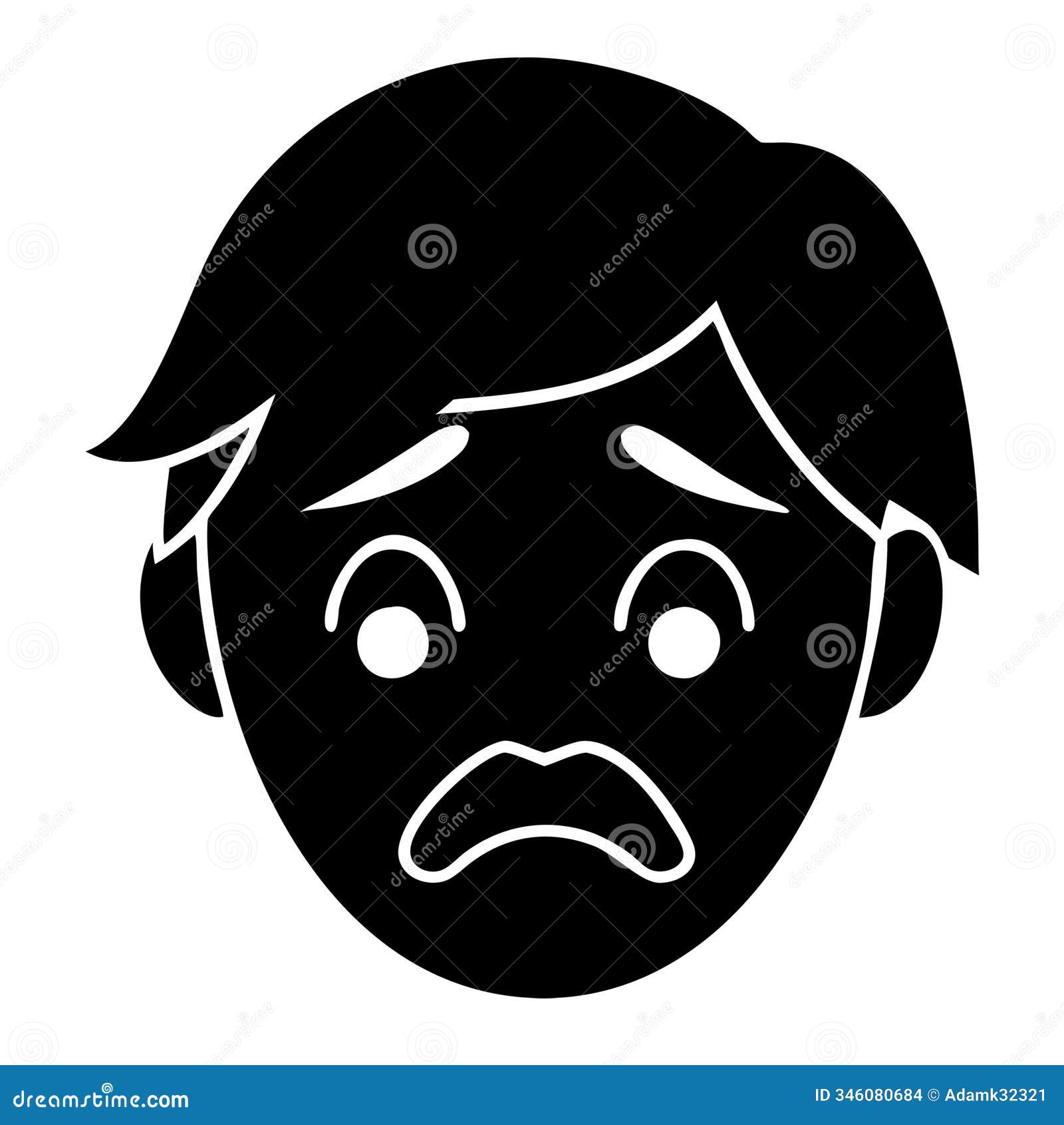 Worried Face Expression Emoticon Vector for Social Media and ...
