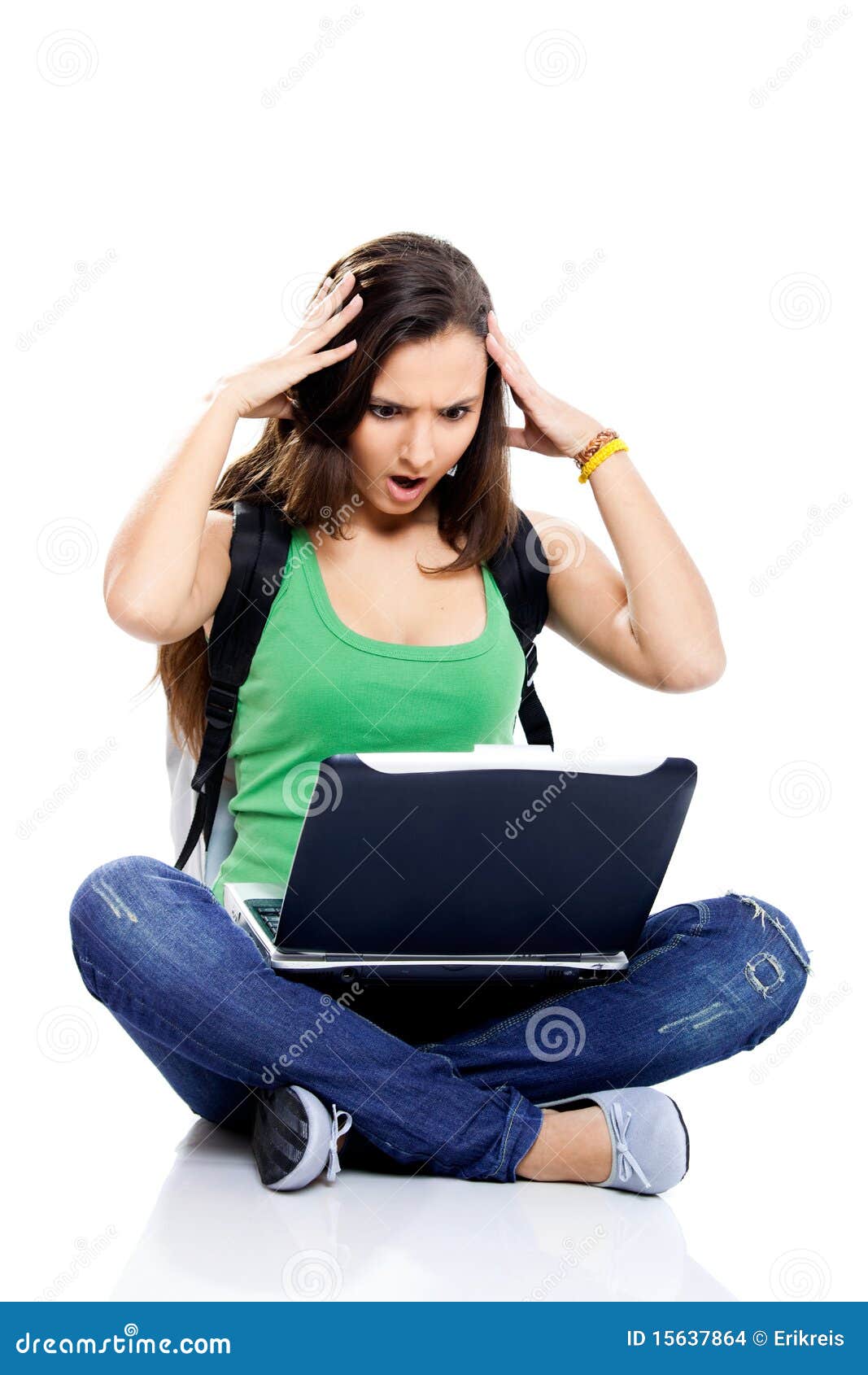 Worried female student stock photo. Image of casual, education - 15637864