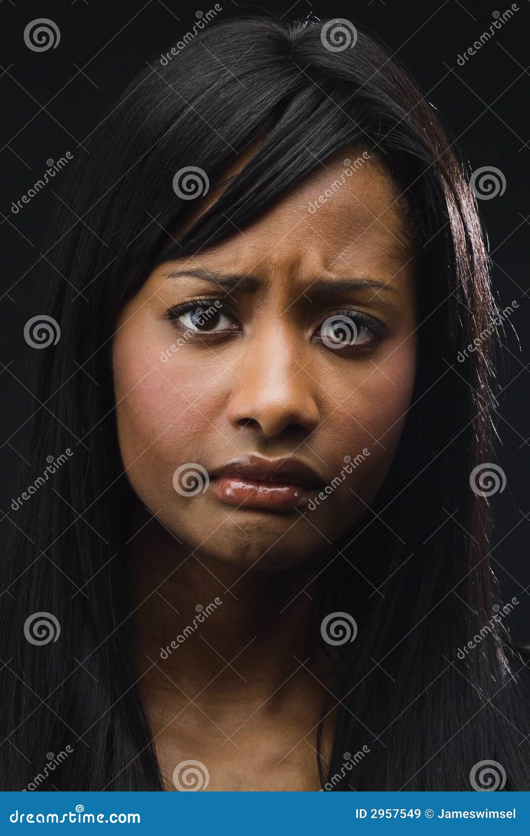 Worried frown stock image. Image of female, beauty, casual - 2957549