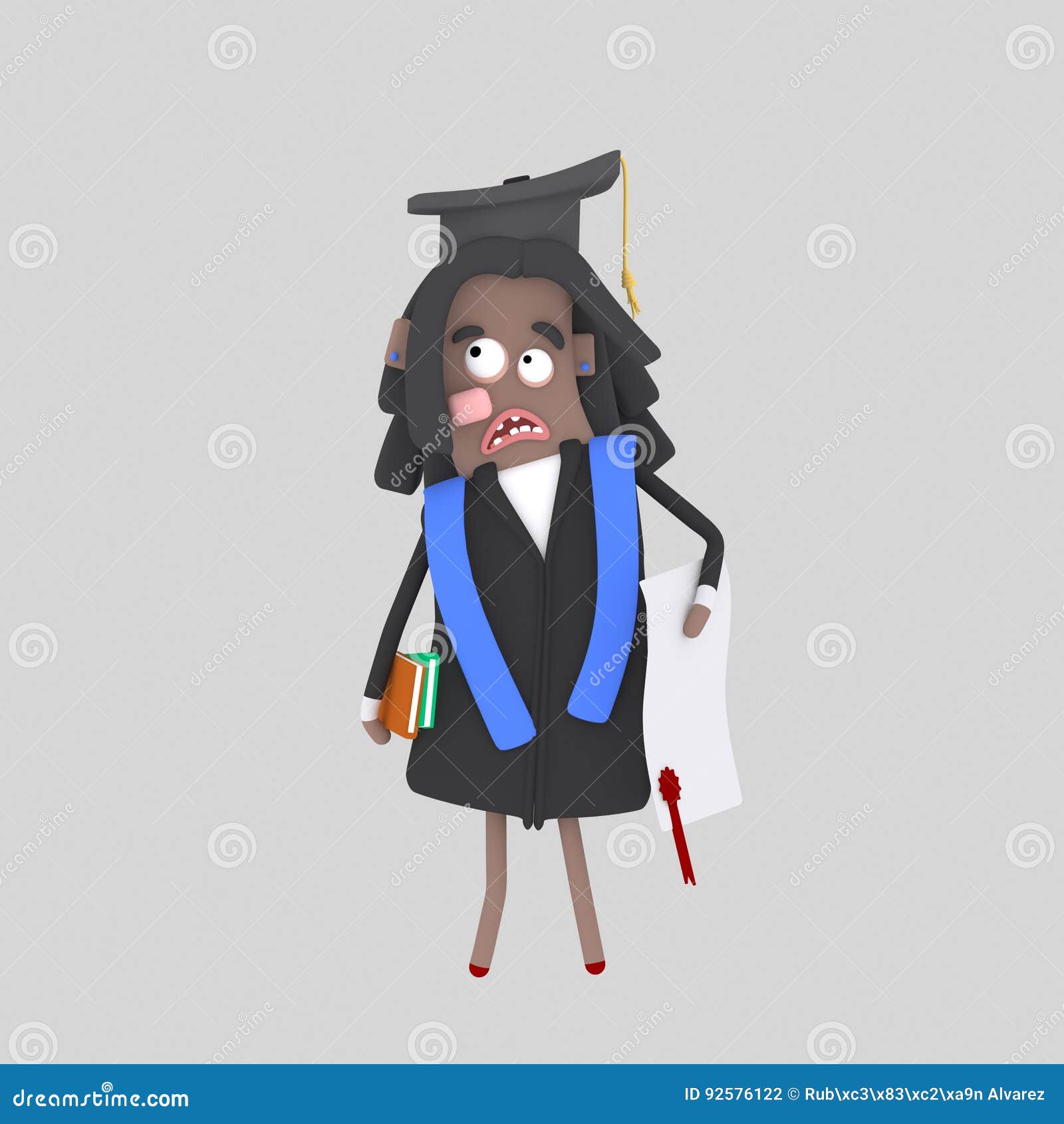Worried Graduate Black Student Stock Illustration - Illustration of ...