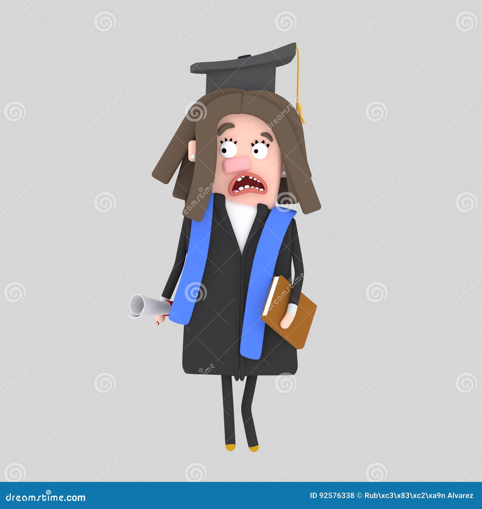 Worried graduate student stock illustration. Illustration of black ...