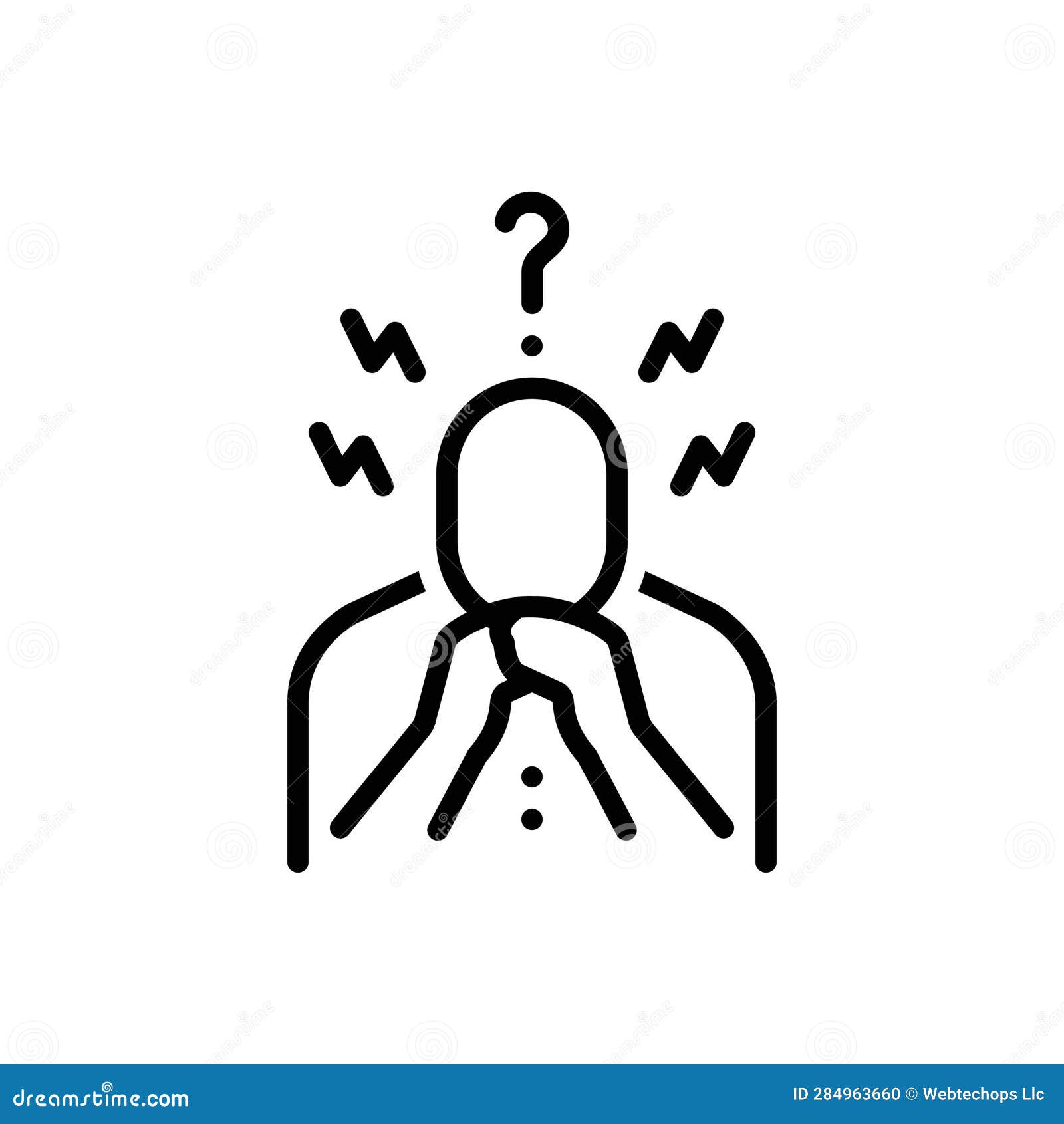 Black Line Icon for Worried, Anxious and Upset Stock Vector ...