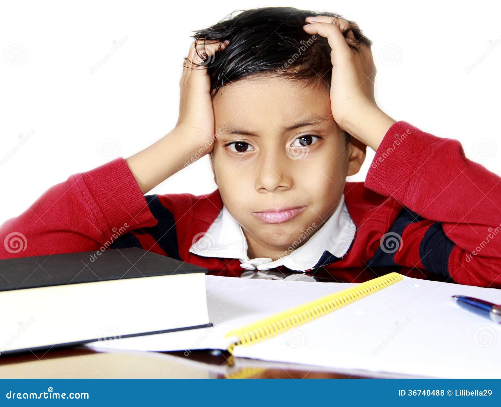 Worried kid at school stock photo. Image of hispanic - 36740488