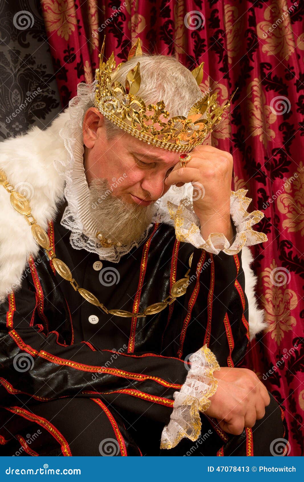 Worried king on throne stock image. Image of disguise - 47078413