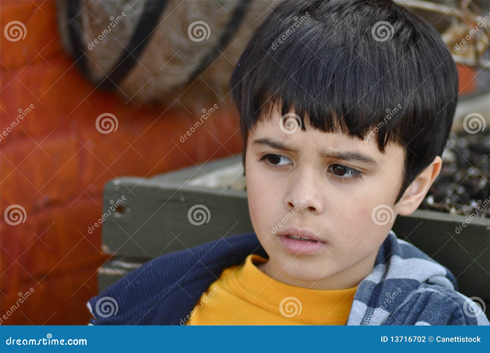 Worried Little Boy stock photo. Image of expressions - 13716702