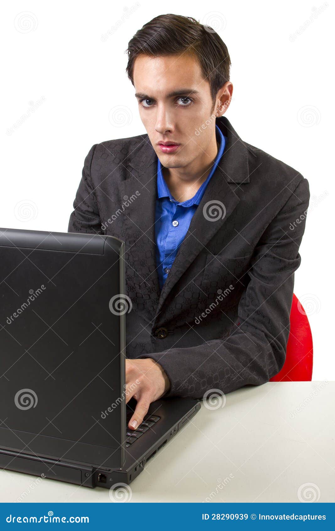Worried Man Browsing the Internet Stock Image - Image of adult ...