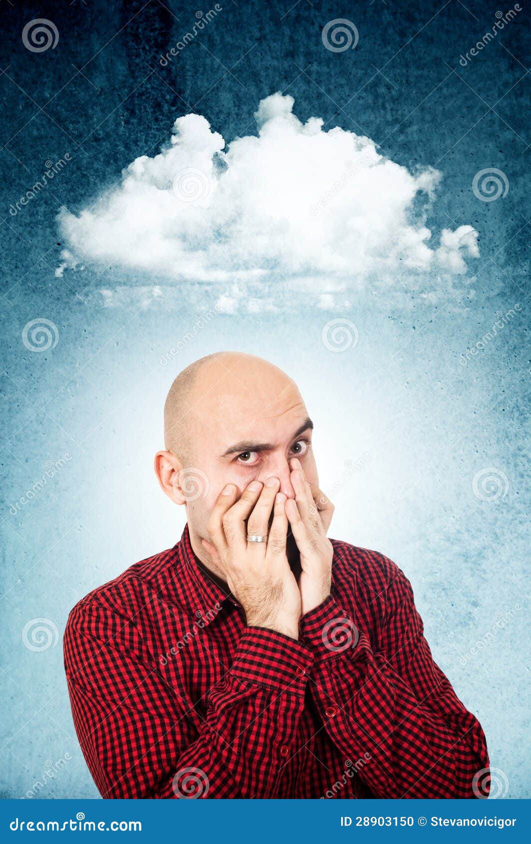 Worried man covering face stock photo. Image of bald - 28903150