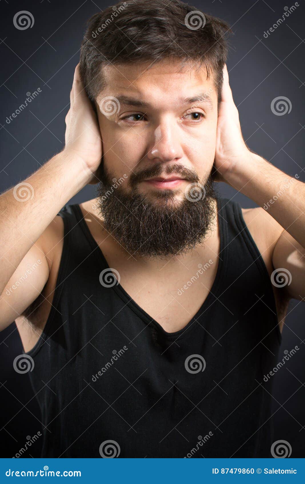 Worried Man with Hands on Face Stock Photo - Image of background ...