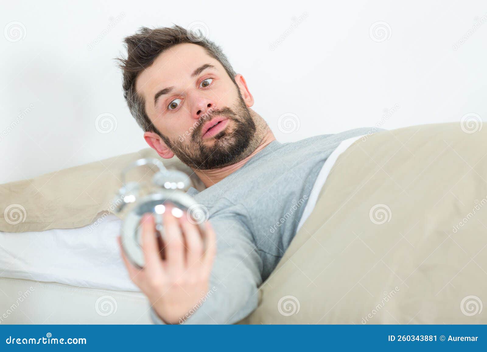 Worried Man Running Out Time in Morning Stock Image - Image of modern ...