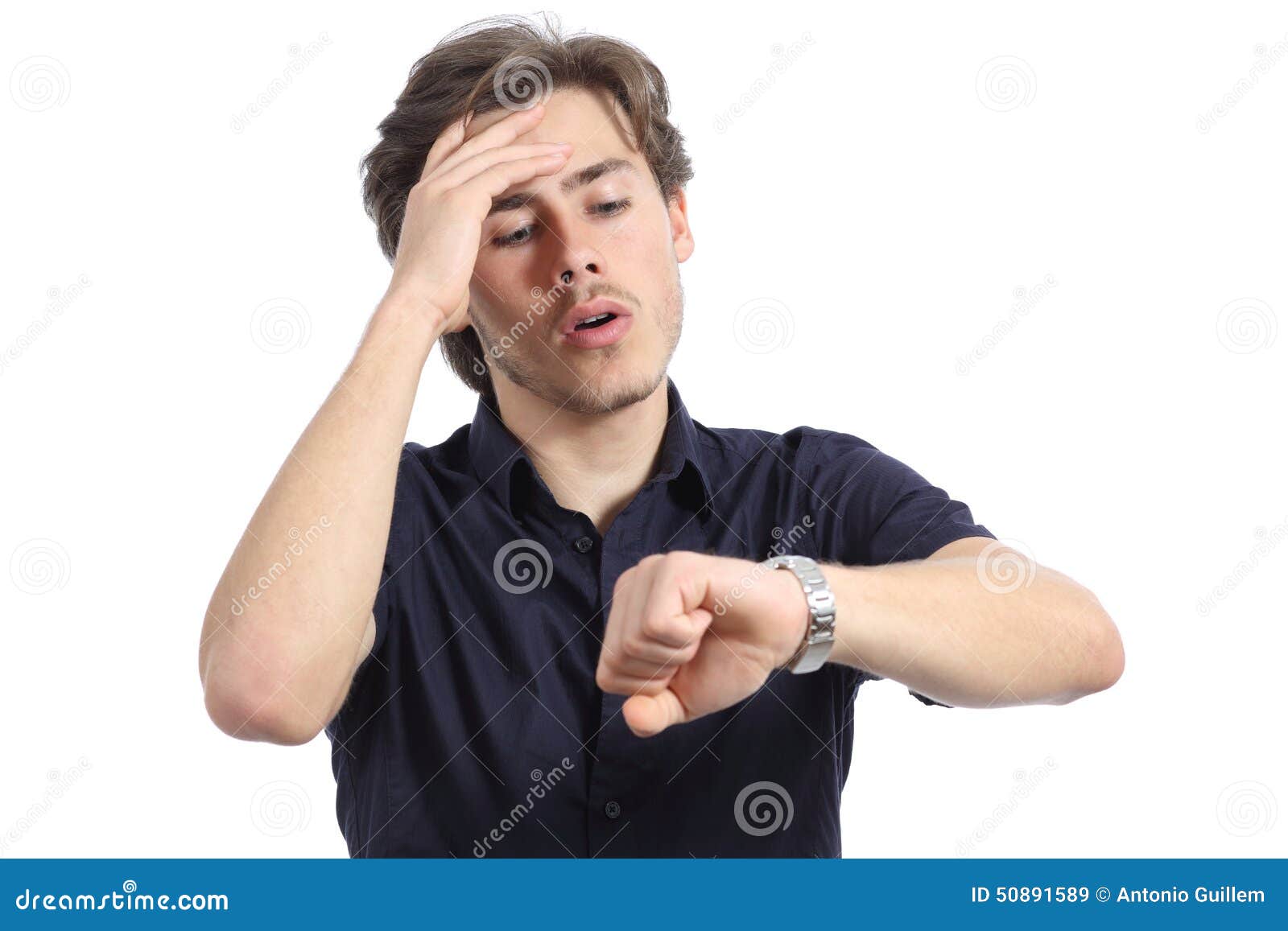Worried Man Running Out of Time Stock Image - Image of business, face ...