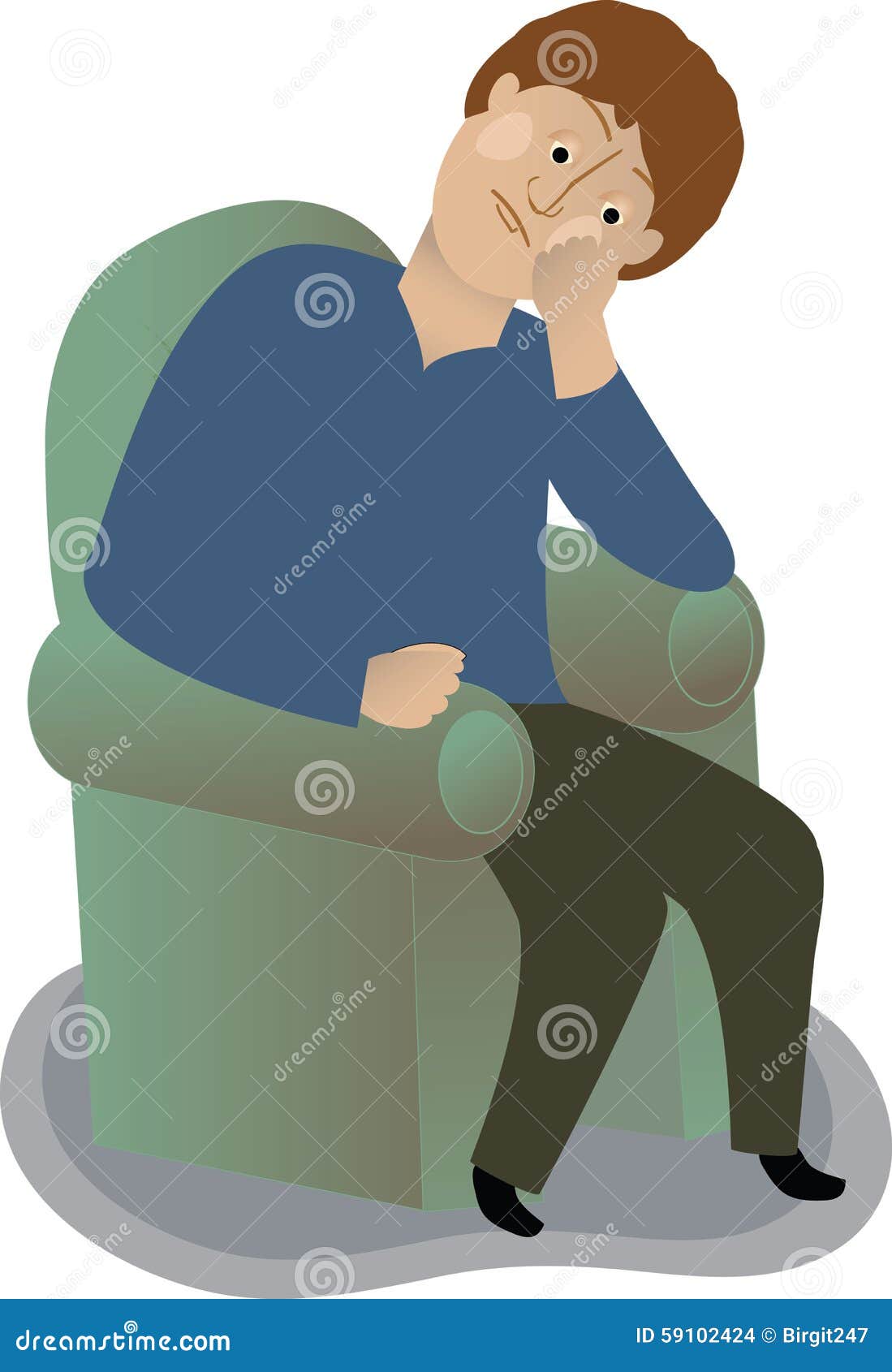 Worried Man stock vector. Illustration of isolated, chair - 59102424