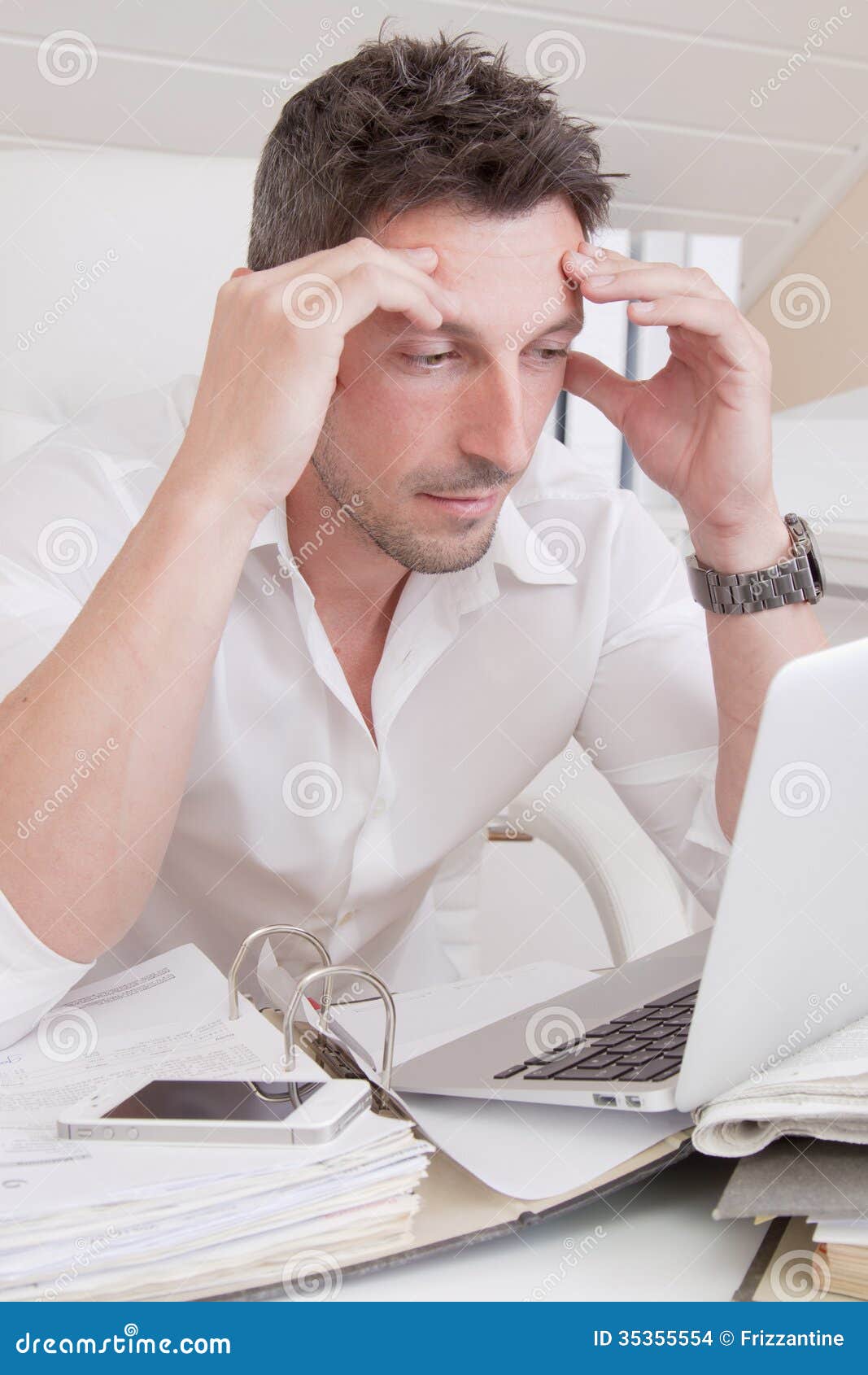 Worried man under pressure stock photo. Image of bank - 35355554