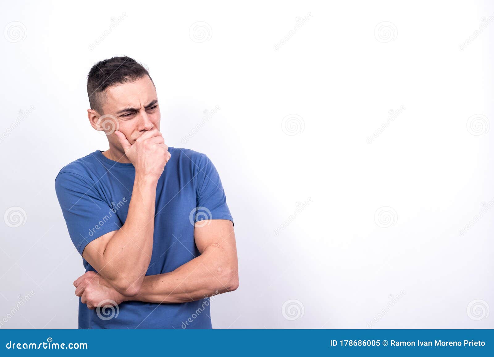 Worried man stock image. Image of worry, tshirt, copy - 178686005