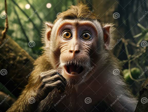 Worried monkey expression stock illustration. Illustration of macaque ...
