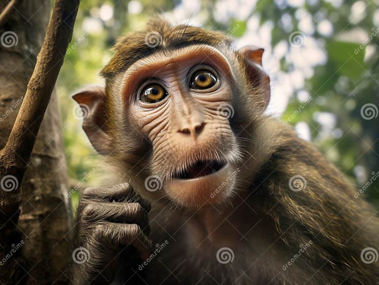 Worried monkey expression stock illustration. Illustration of contemplation - 294985905