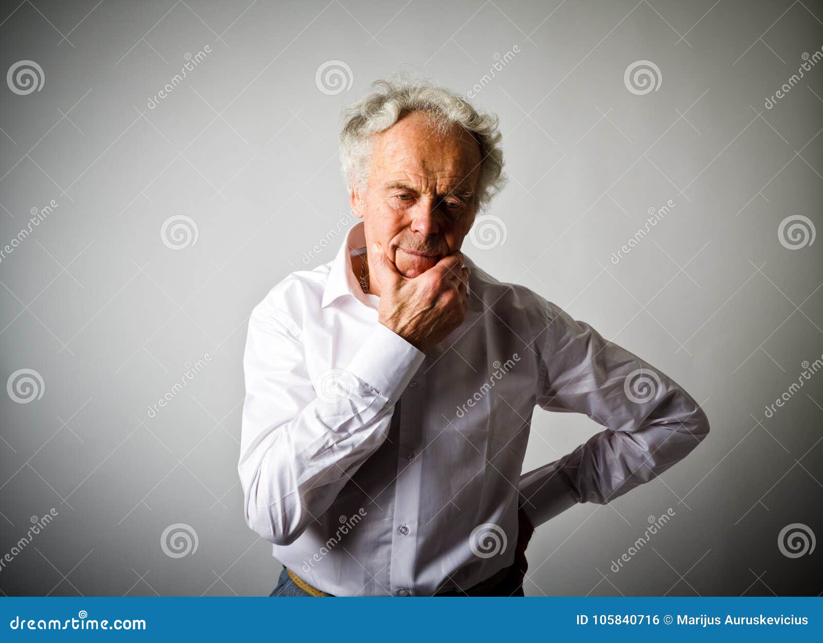 Worried. Old Man in Thoughts Stock Photo - Image of anxious, interest ...