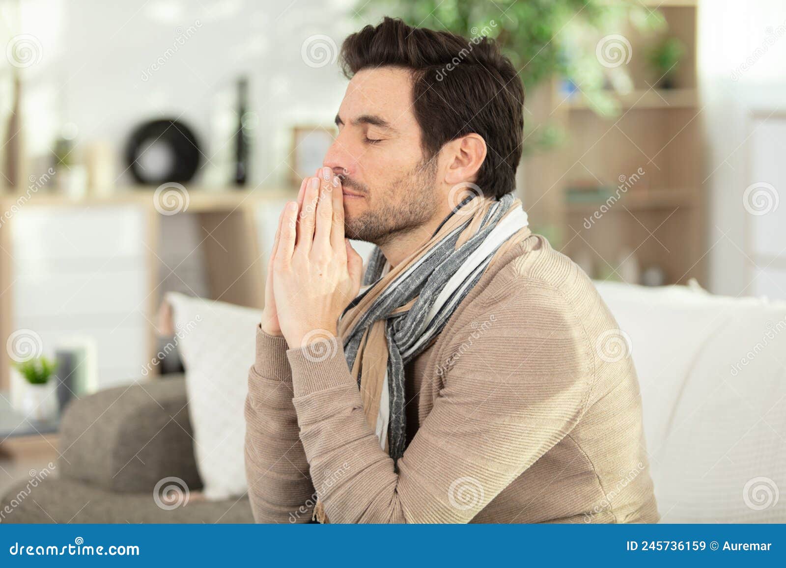 Worried and Sad Young Handsome Man Praying for Help Stock Image - Image ...